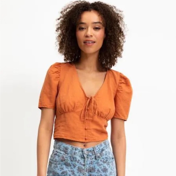 Levi's | Tops | Nwts Levis Puff Sleeve Top In Burnt Orange | Poshmark